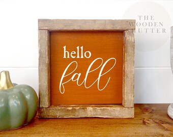 Hello Fall Wooden Block Sign, Simple Fall Tiered Tray Decor, Hello Fall ...