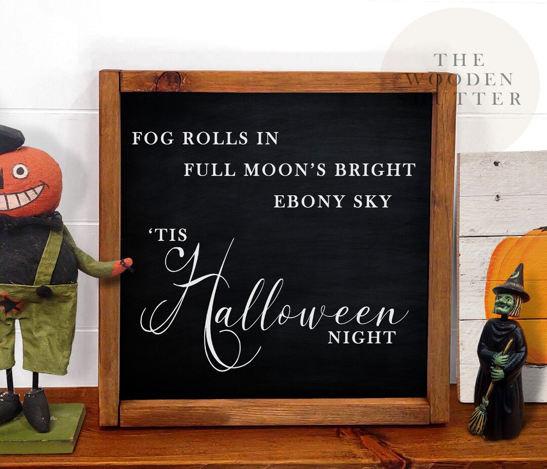 Halloween Poem Sign, Halloween Poem, Wood Halloween Sign, Framed Sign ...