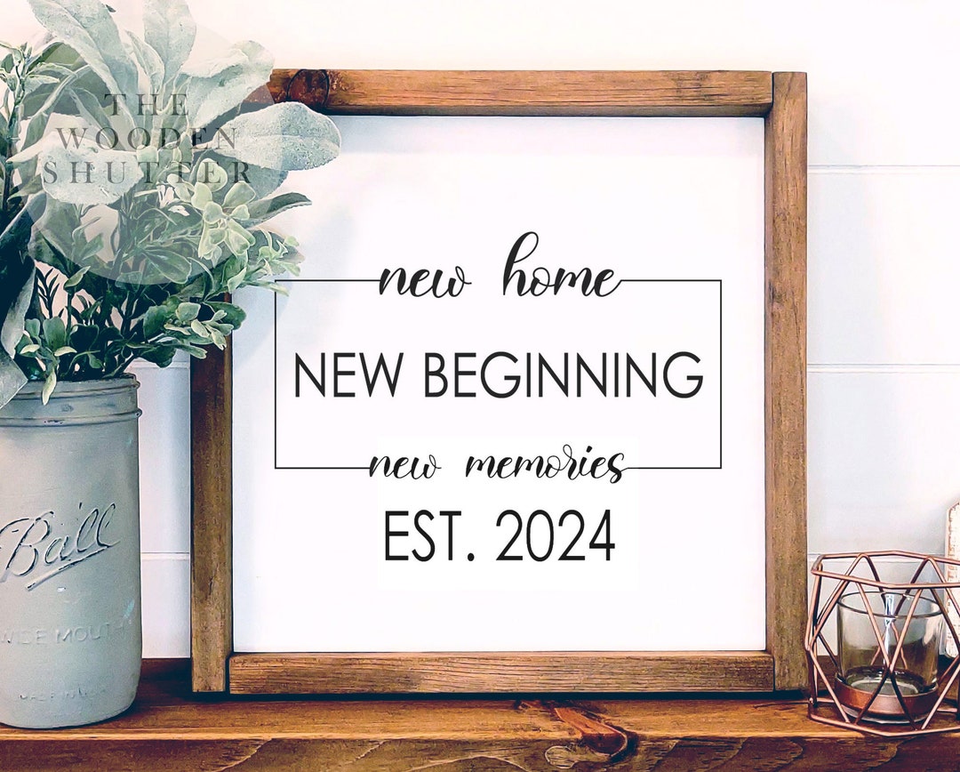 New Home, New Beginning Wood Sign | Housewarming Gift - Etsy