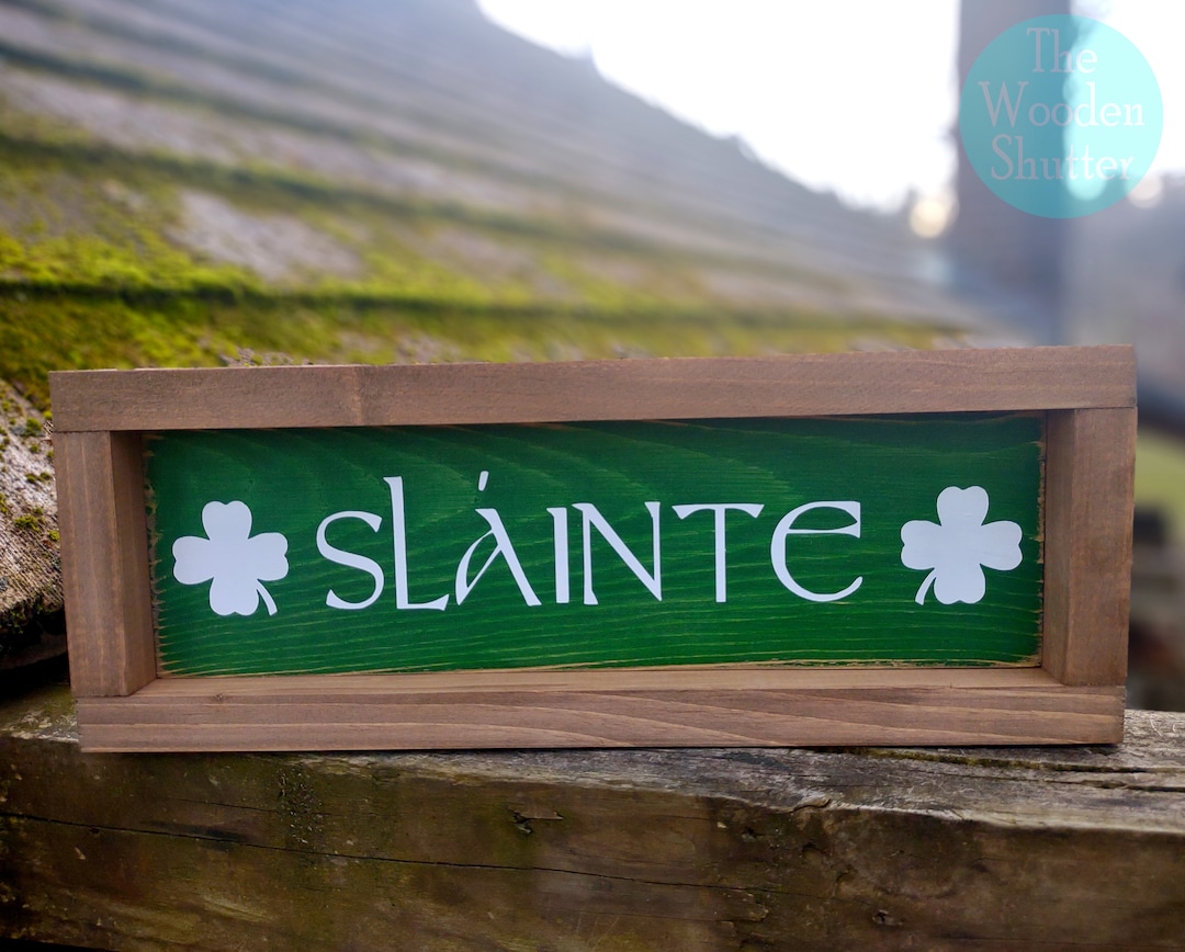 SLAINTE Wood Framed Sign | St. Patrick's Day Home Decor | Irish Bar | Hand Painted Irish Wood ...