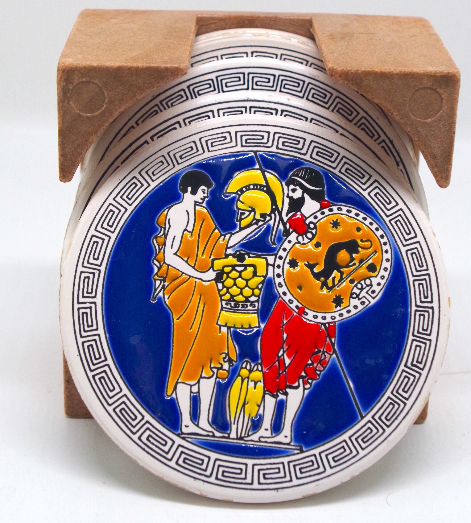 Set of 5 Greece Ceramic Round Coasters With Stand - Etsy Australia