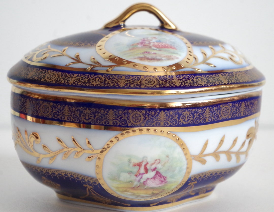 Vintage Porcelain Box With Lid Occ and Co Roselle Trinket Jewelry Box ...