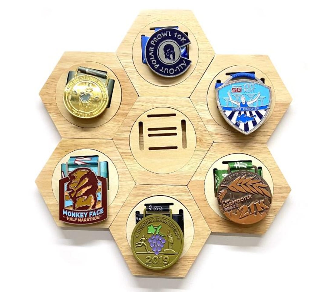 1-10 Honeycomb Medal Running/event Holders - Gift for Runners - Wall ...