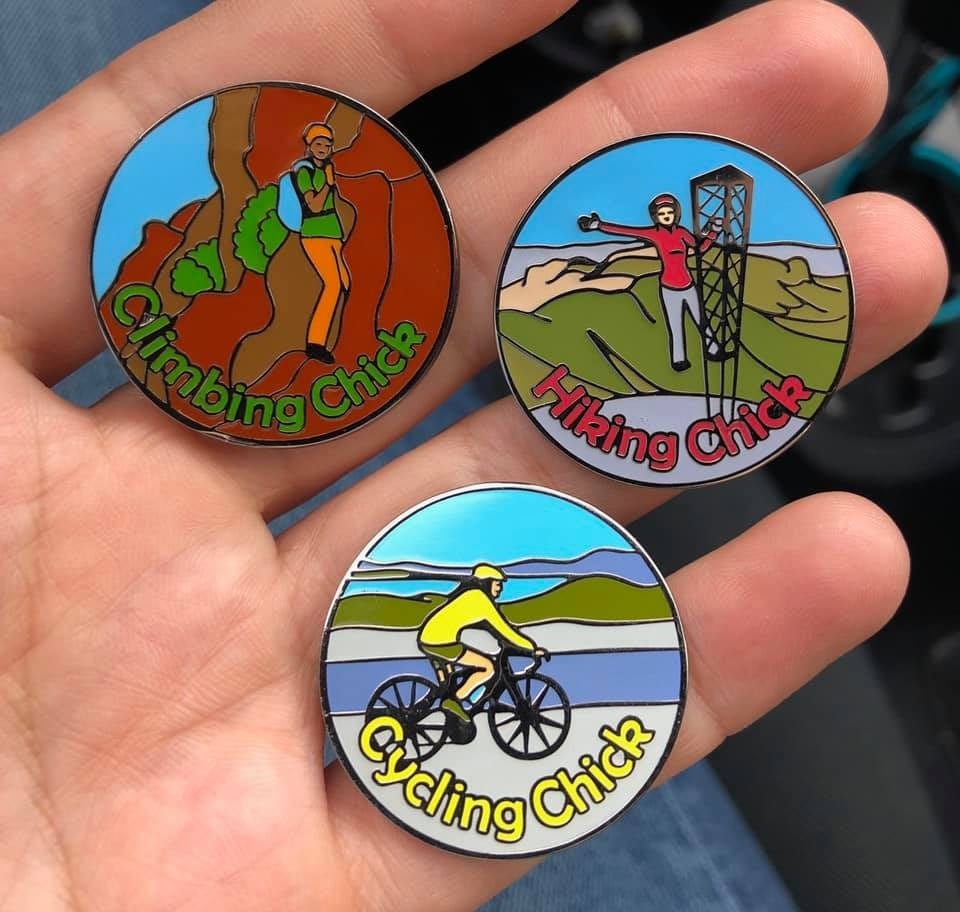Active Chick Pins: Hiking Chick, Climbing Chick, Cycling Chick - Etsy