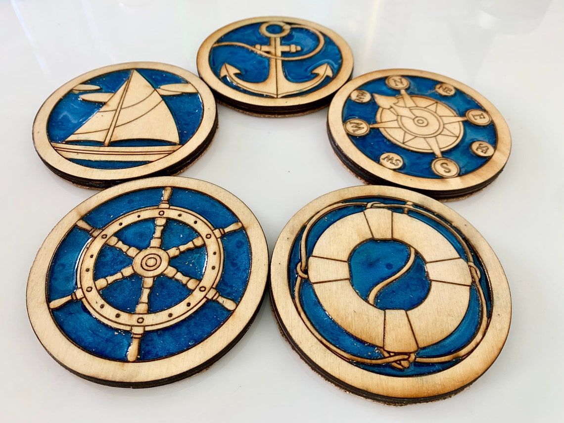 Nautical Coaster Set : With Epoxy Resin - Etsy Canada