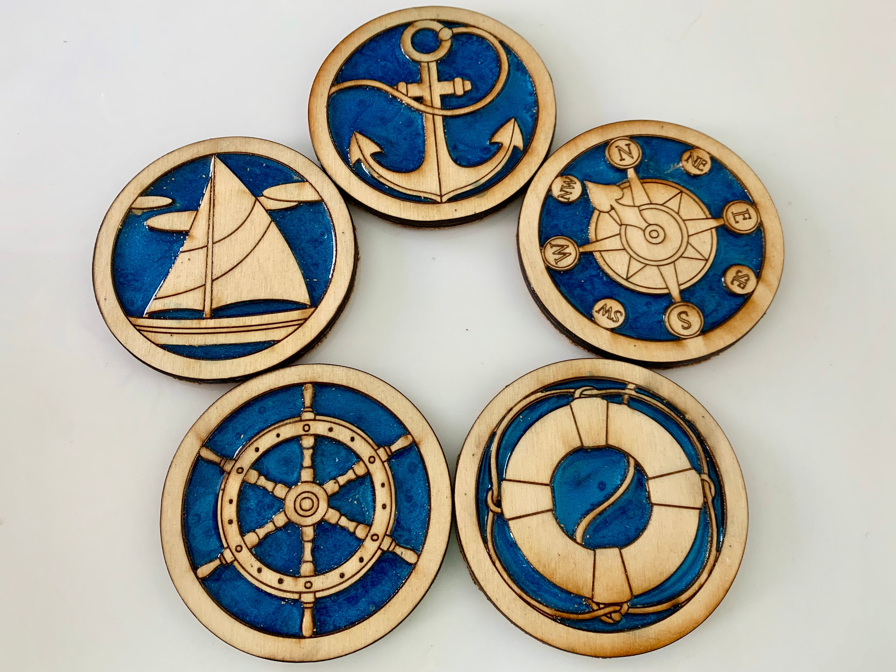 Nautical Coaster Set : With Epoxy Resin - Etsy Canada