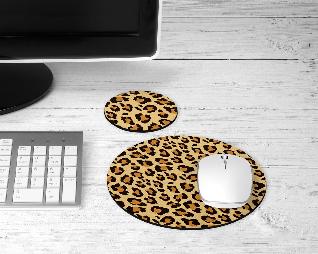 Leopard Print Mouse Pad and Coaster Set: Desk Decor - Etsy