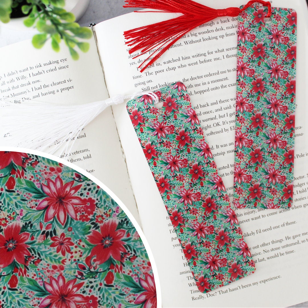Preppy Poinsettia Bookmark - Teacher Gift - Stocking Stuffer - Acrylic ...