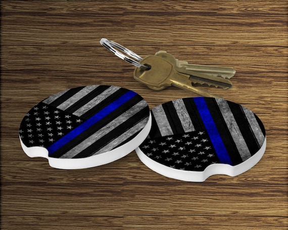 Thin Blue Line Car Coasters American Flag Car Coaster Set | Etsy