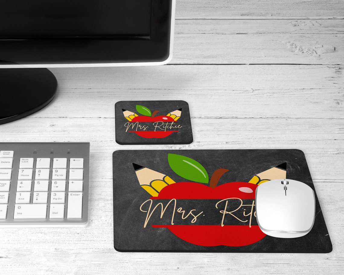 Personalized Teacher Mouse Pad Apple Mouse Pad Chalkboard - Etsy