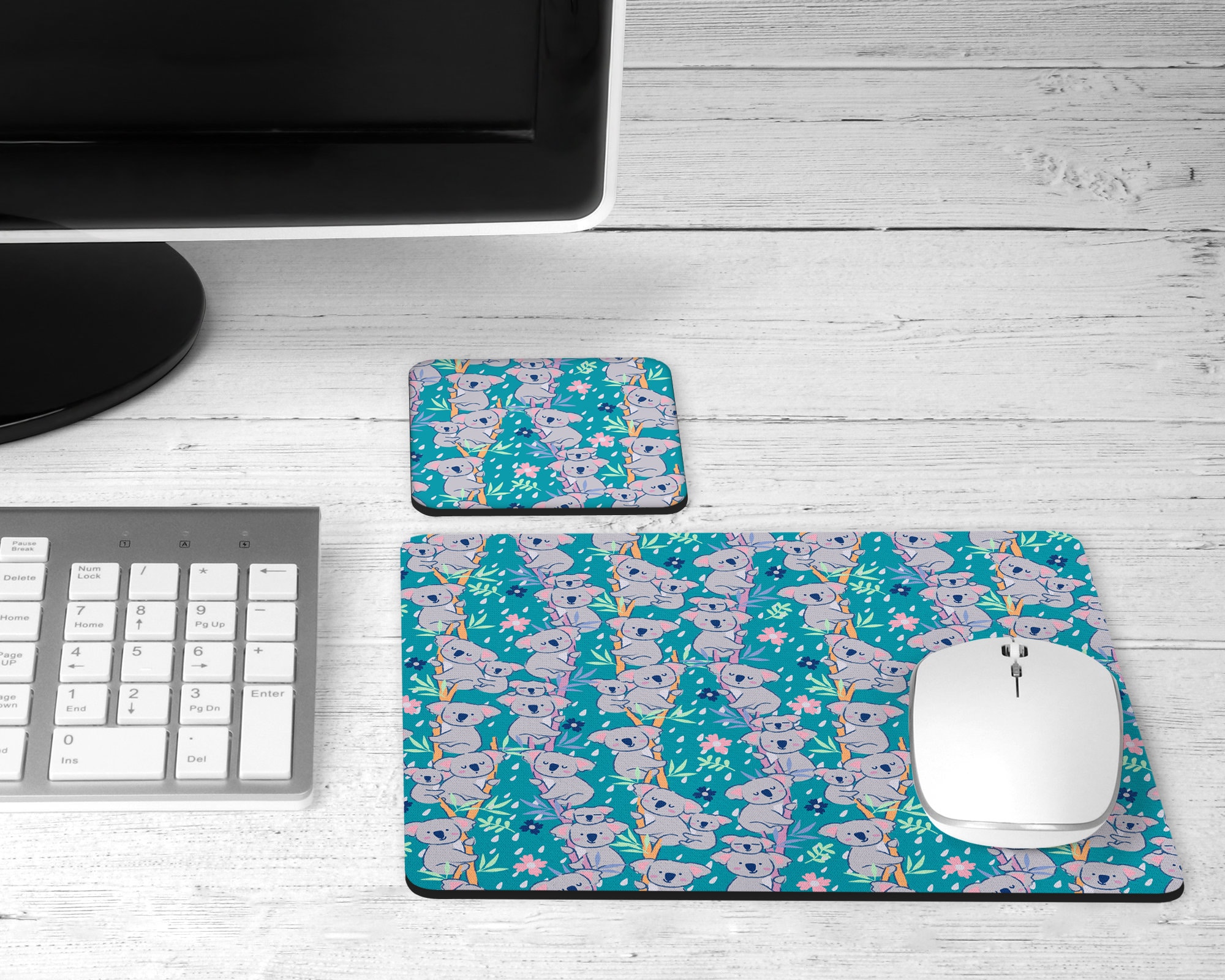 Rectangle Teal Koala Mouse Pad Round Teal Koala Mouse Pad - Etsy UK