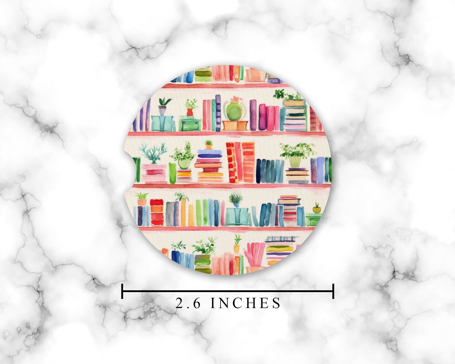 Watercolor Bookshelf Car Coasters - Book Lover Gift (set of 2) - Etsy