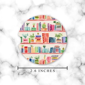 Watercolor Bookshelf Car Coasters - Book Lover Gift (set of 2) - Etsy