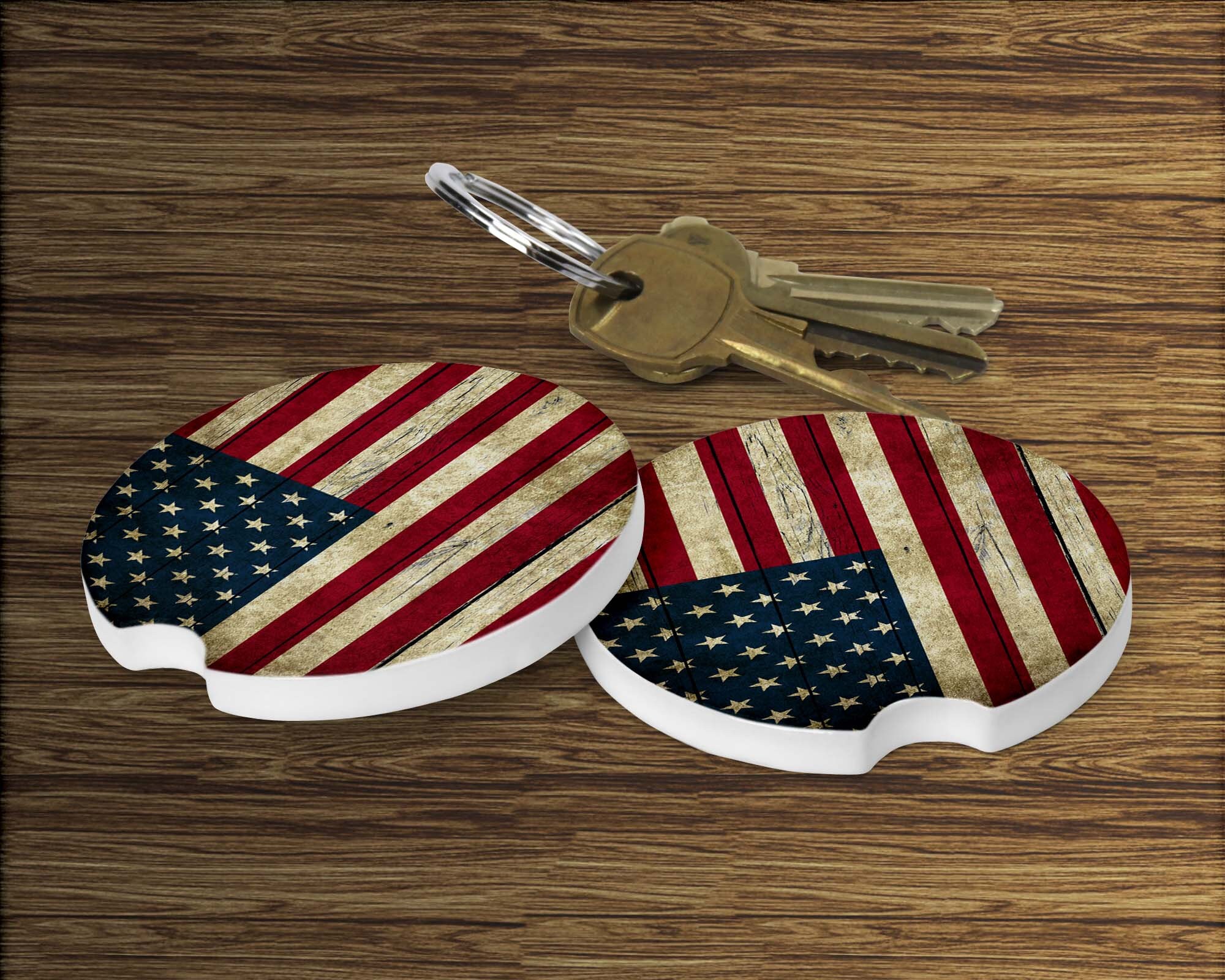 American Flag Car Coasters Patriotic Car Coaster Set of 2 - Etsy