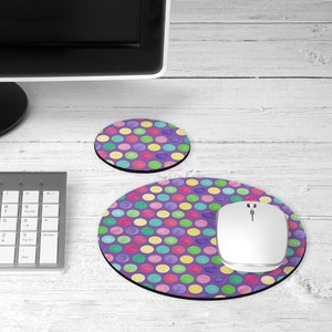Rectangle Multi Colored Polka Dot Mouse Pad Round Multi - Etsy