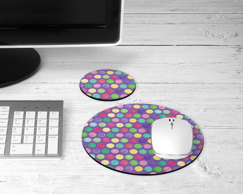 Rectangle Multi Colored Polka Dot Mouse Pad Round Multi | Etsy
