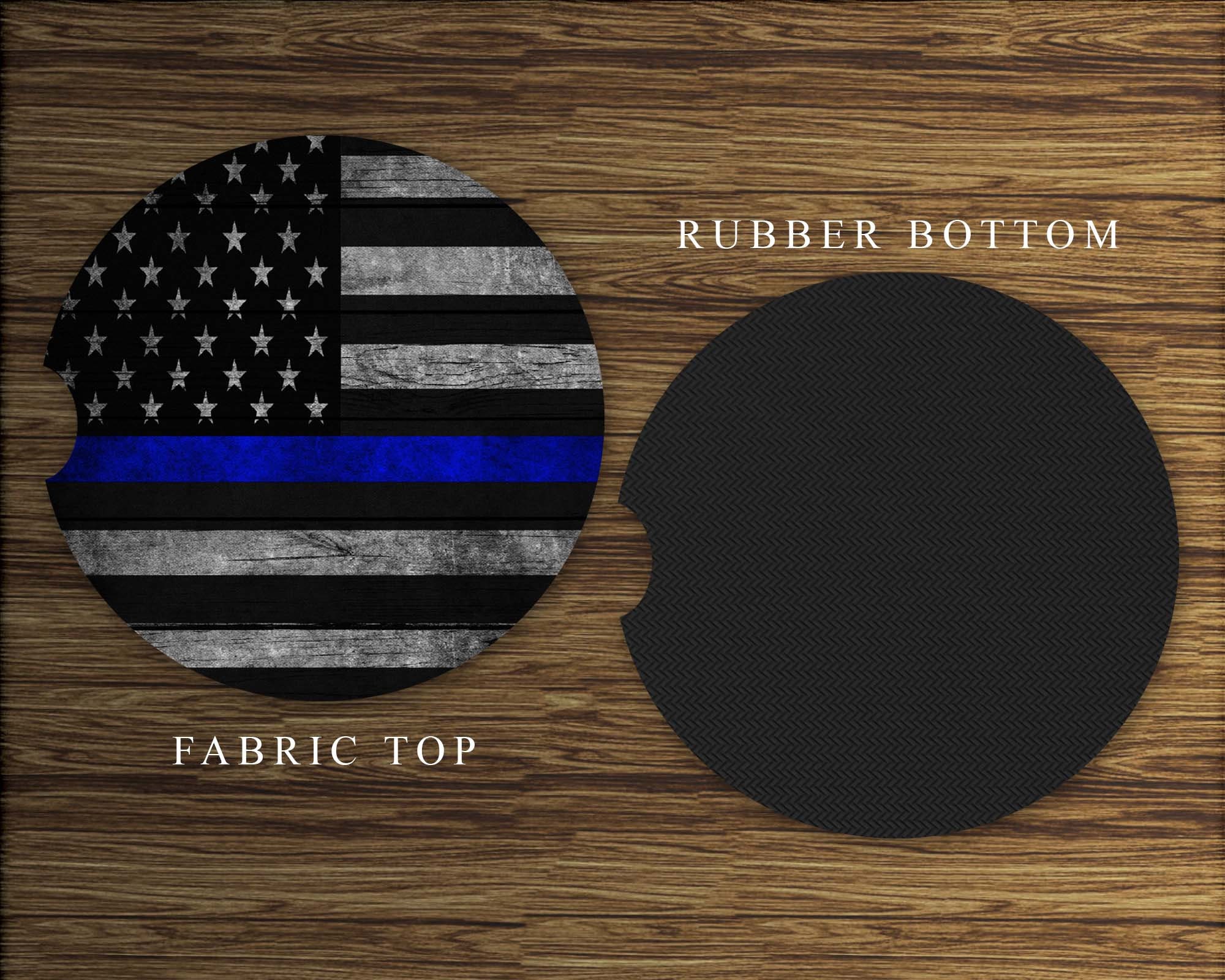 Thin Blue Line Car Coasters: American Flag Neoprene Coasters - Set of 2 ...