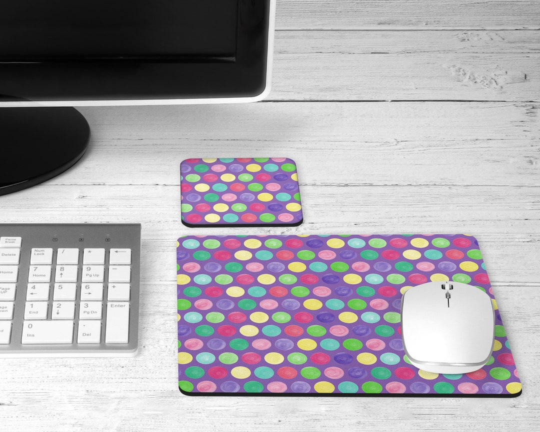 Rectangle Multi Colored Polka Dot Mouse Pad - Round Multi Colored Polka ...