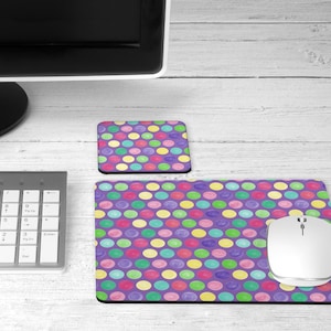 Rectangle Multi Colored Polka Dot Mouse Pad - Round Multi Colored Polka ...