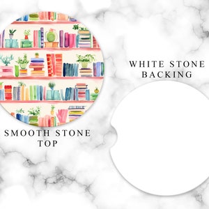 Watercolor Bookshelf Car Coasters - Book Lover Gift (set of 2) - Etsy