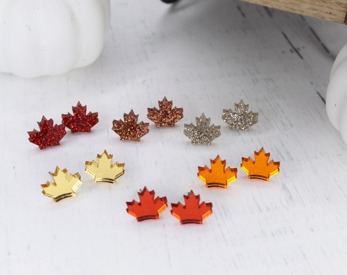 Customizable Maple Leaf Stud Earrings Stud Earrings Handmade Earrings Canada Day Earrings Under ...