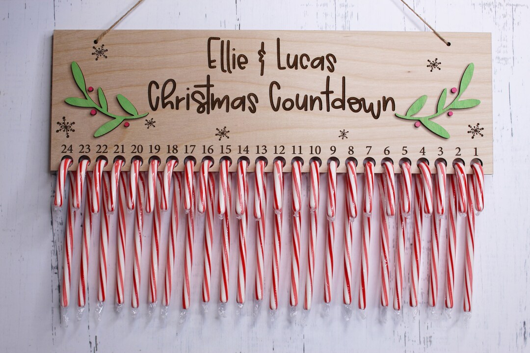 Personalized Candy Cane Christmas Countdown Advent Style Calendar ...