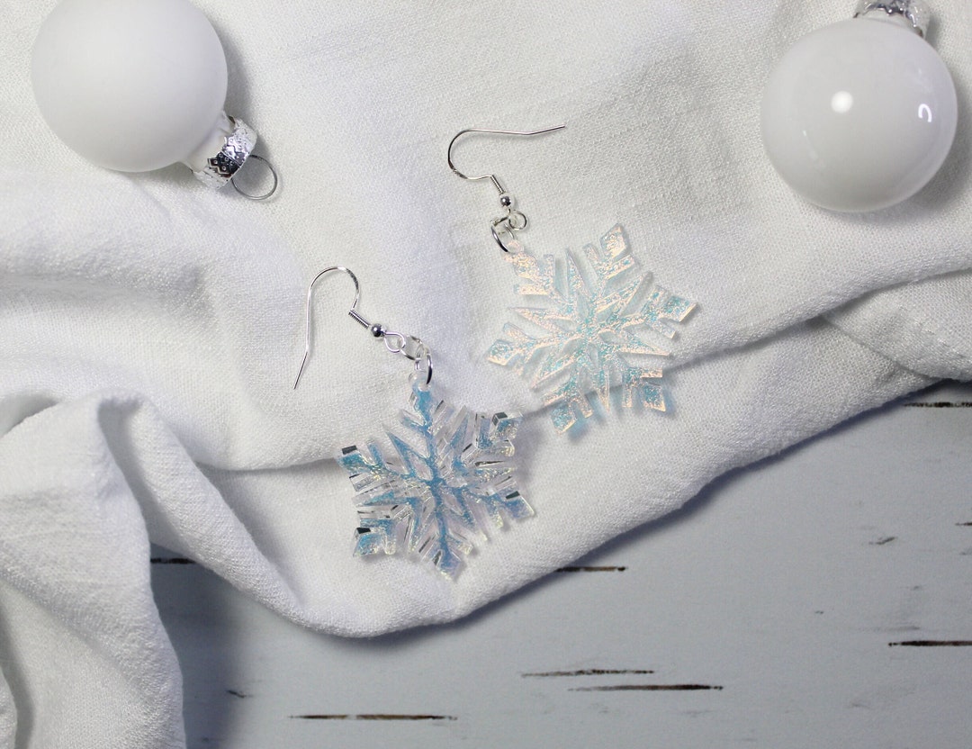 Holographic Snowflake Earrings - Snowflake Accessory - Snowflake ...