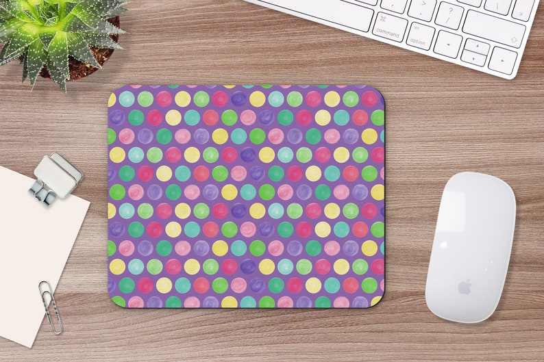 Rectangle Multi Colored Polka Dot Mouse Pad Round Multi | Etsy