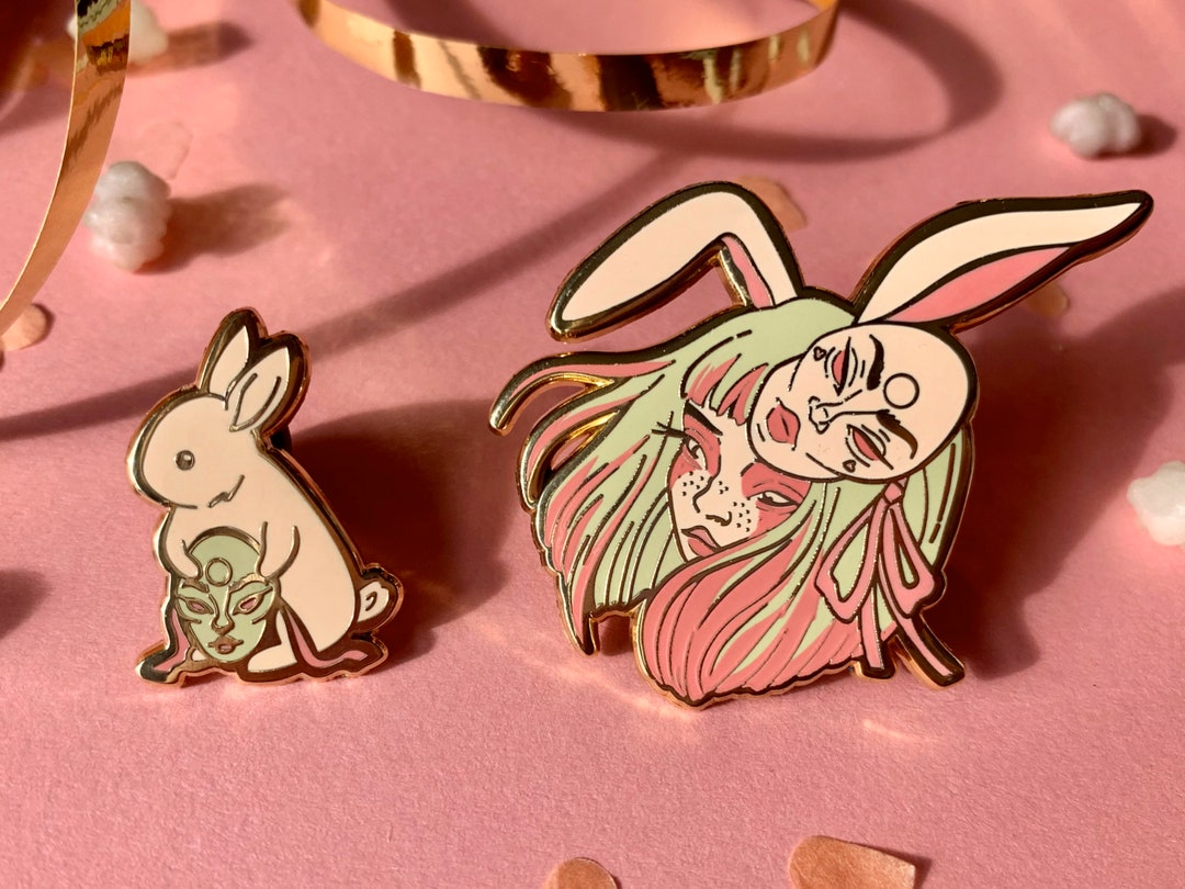 Bunny Girl Enamel Pin Mini Bunny Pin - Etsy