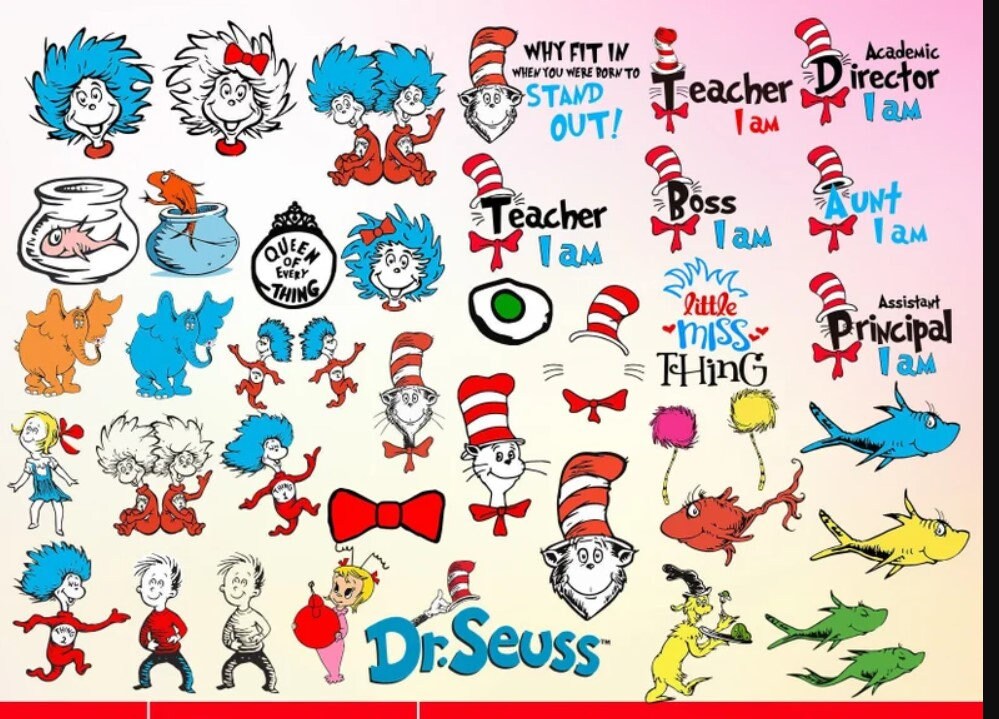 Dr Seuss Svg, Mega Bundle, Gato en el sombrero SVG, Dr Seuss Hat SVG ...
