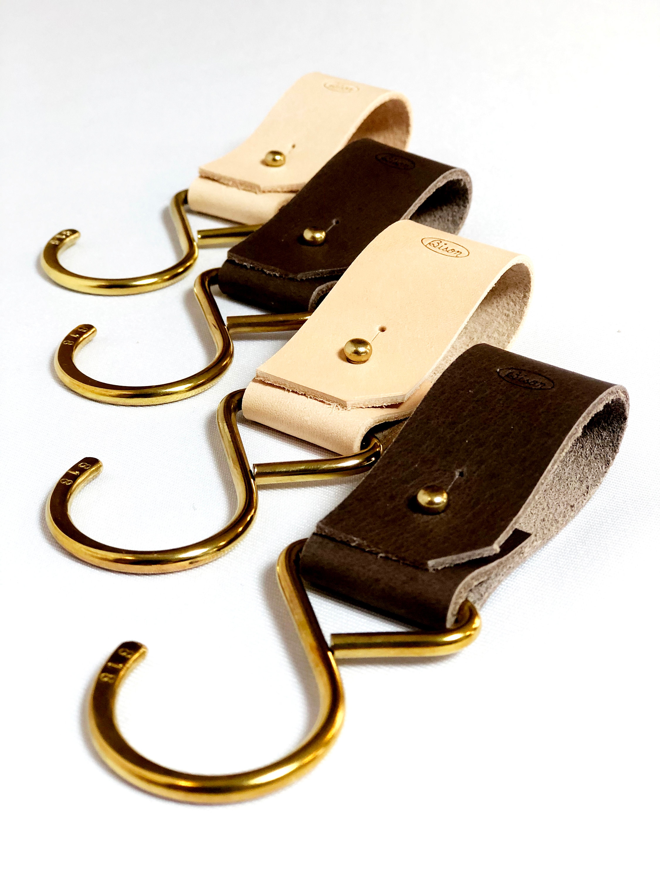BISON GEARS Leather Strap & Brass Hook - Etsy