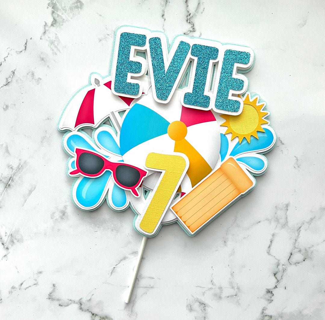 Pool Party Cake Topper Swim Party Pool Party Custom Cake - Etsy