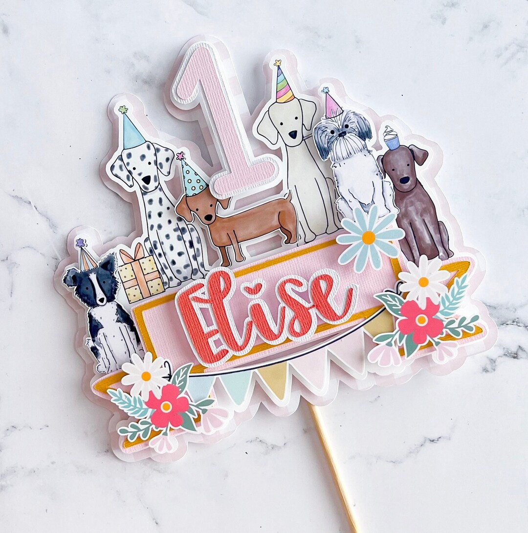 Dog Cake Topper Birthday Cake Topper Puppy Cake Topper Paw-ty Cake ...