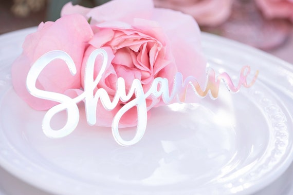 Set of 10 Custom Name Cutout iridescent holographic Acrylic | Etsy