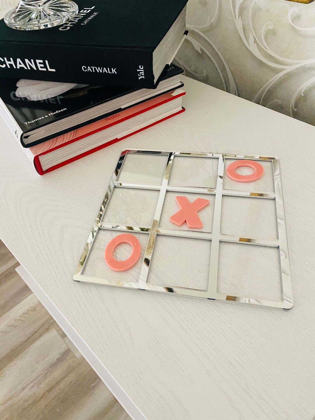 Acrylic Colored Tic Tac Toe Board Game Kids or Adult Lucite Game Hearts ...