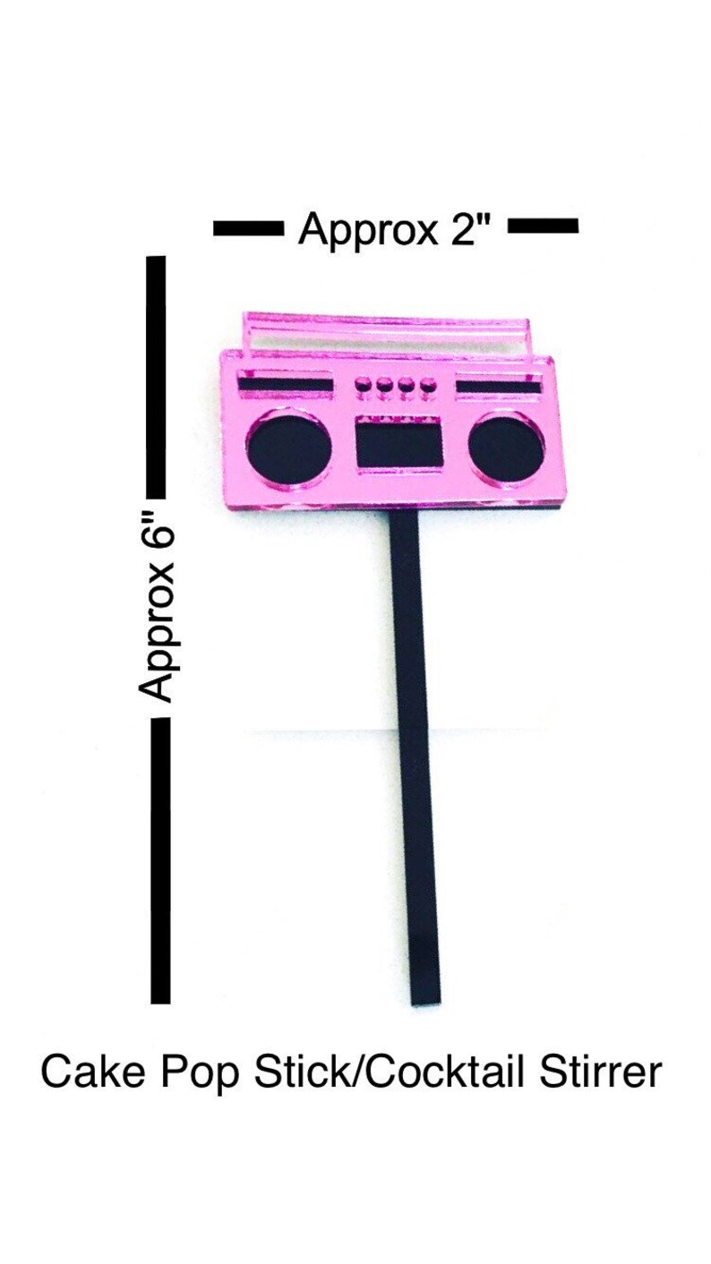 90's Theme Boom Box Cupcake Topper 12 Pack Drink Stirrer | Etsy