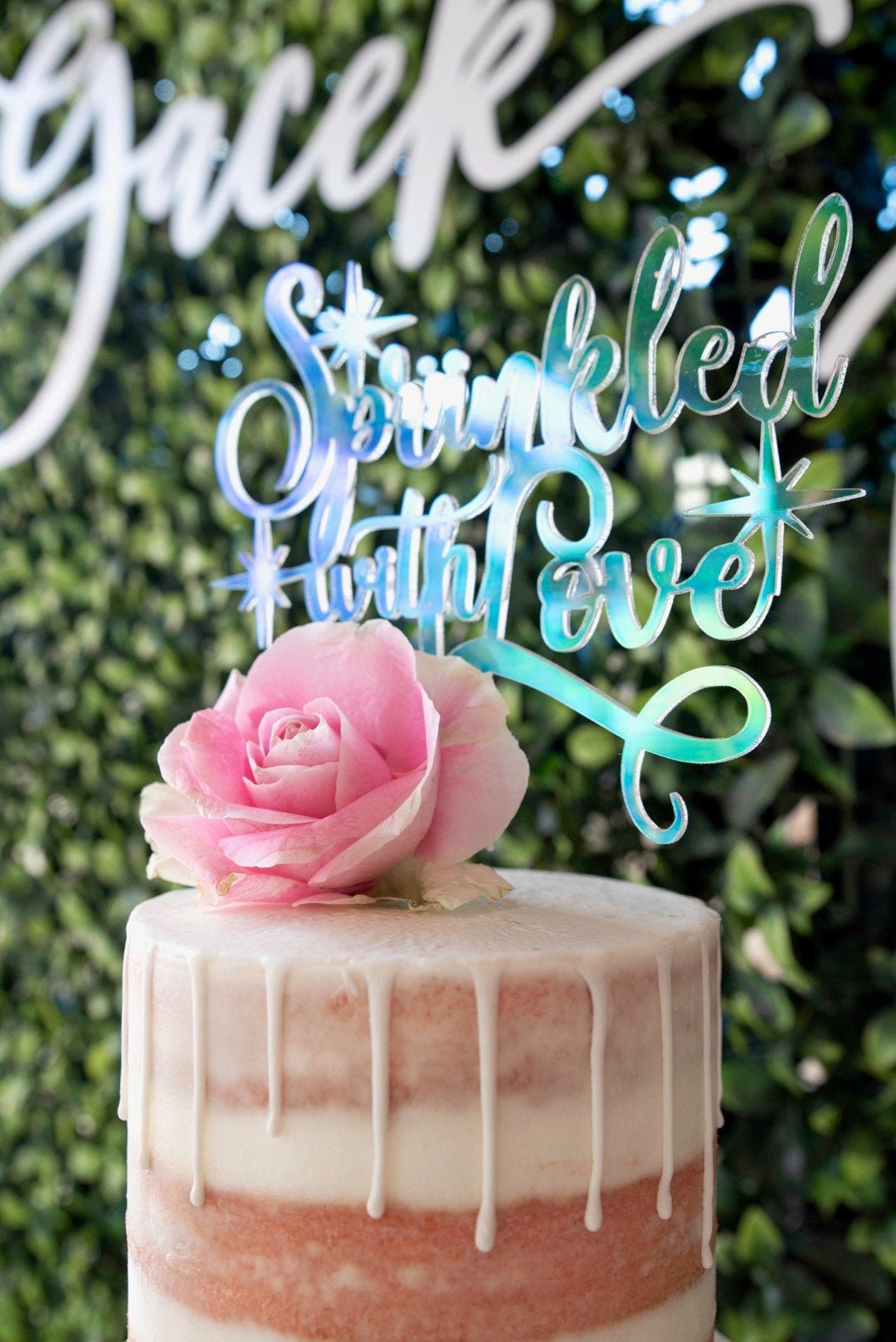 Holographic Acrylic Cake Topper Iridescent Cake Topper Baby Shower Baby ...