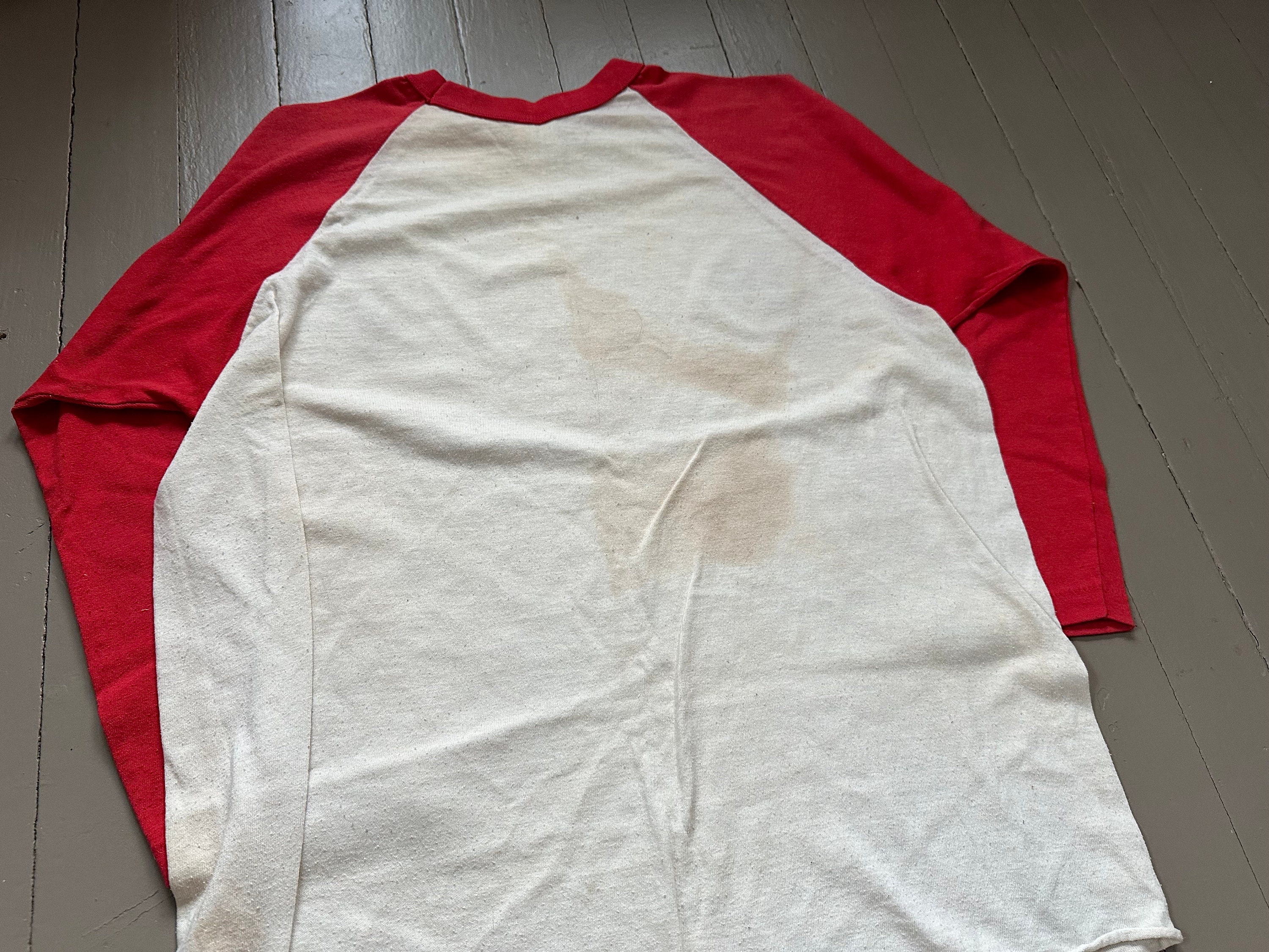 1980s Red and White Raglan 3/4 Sleeve T-shirt - Etsy