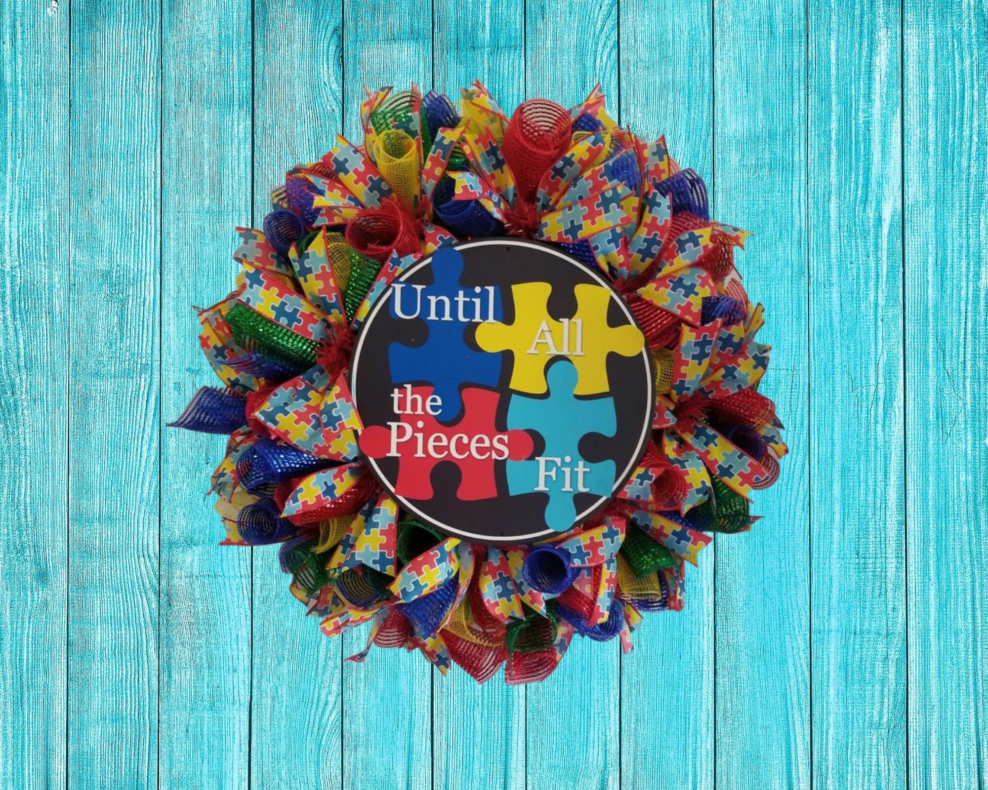 Autism Awareness Wreath Front Door Wreath Deco Mesh Wreath | Etsy