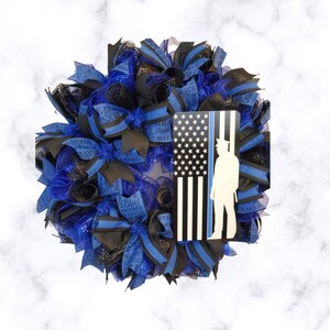 Law Enforcement Wreath,police Support Wreath, Police Thin Blue Line ...