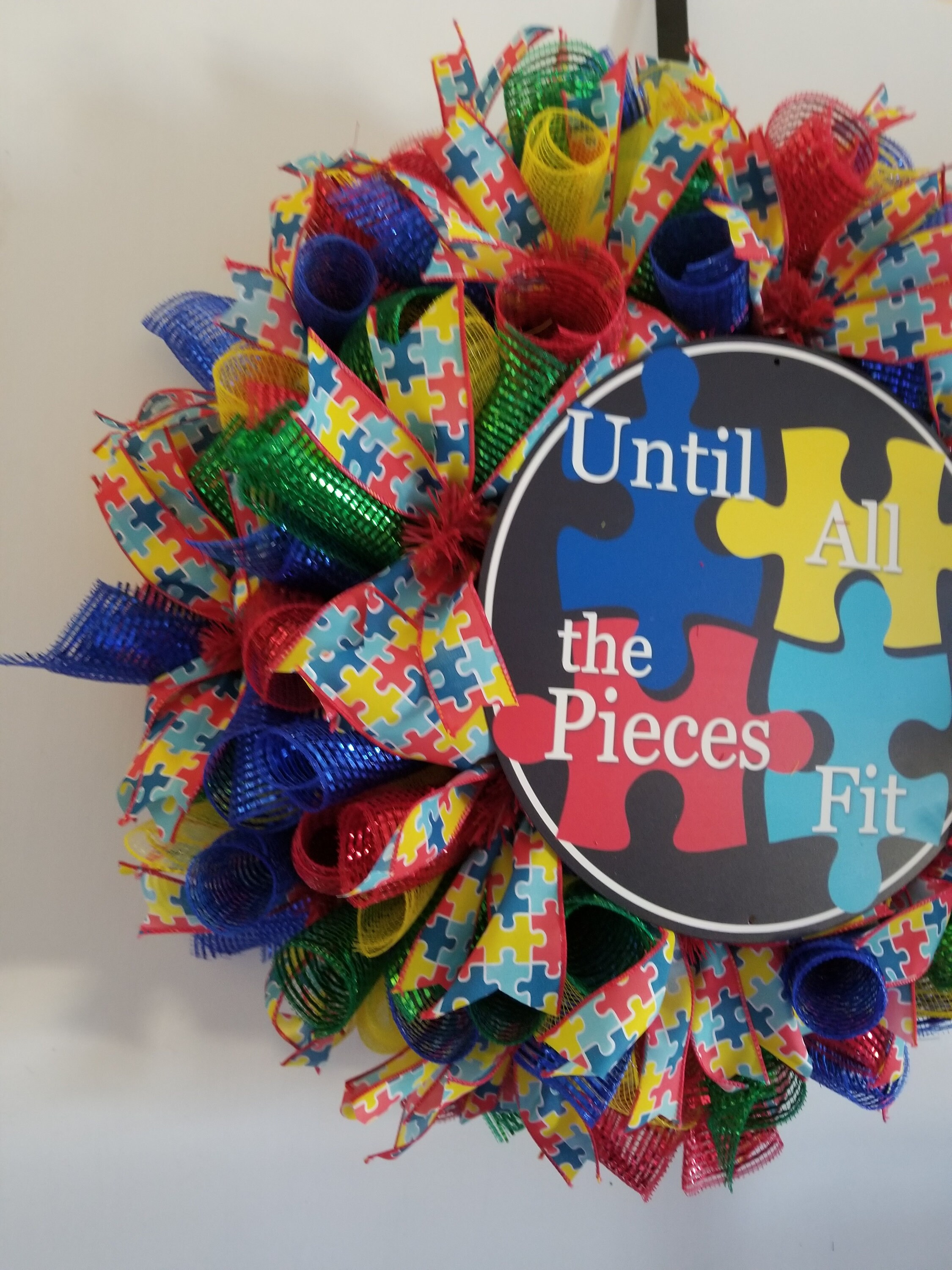 Autism Awareness Wreath Front Door Wreath Deco Mesh Wreath | Etsy