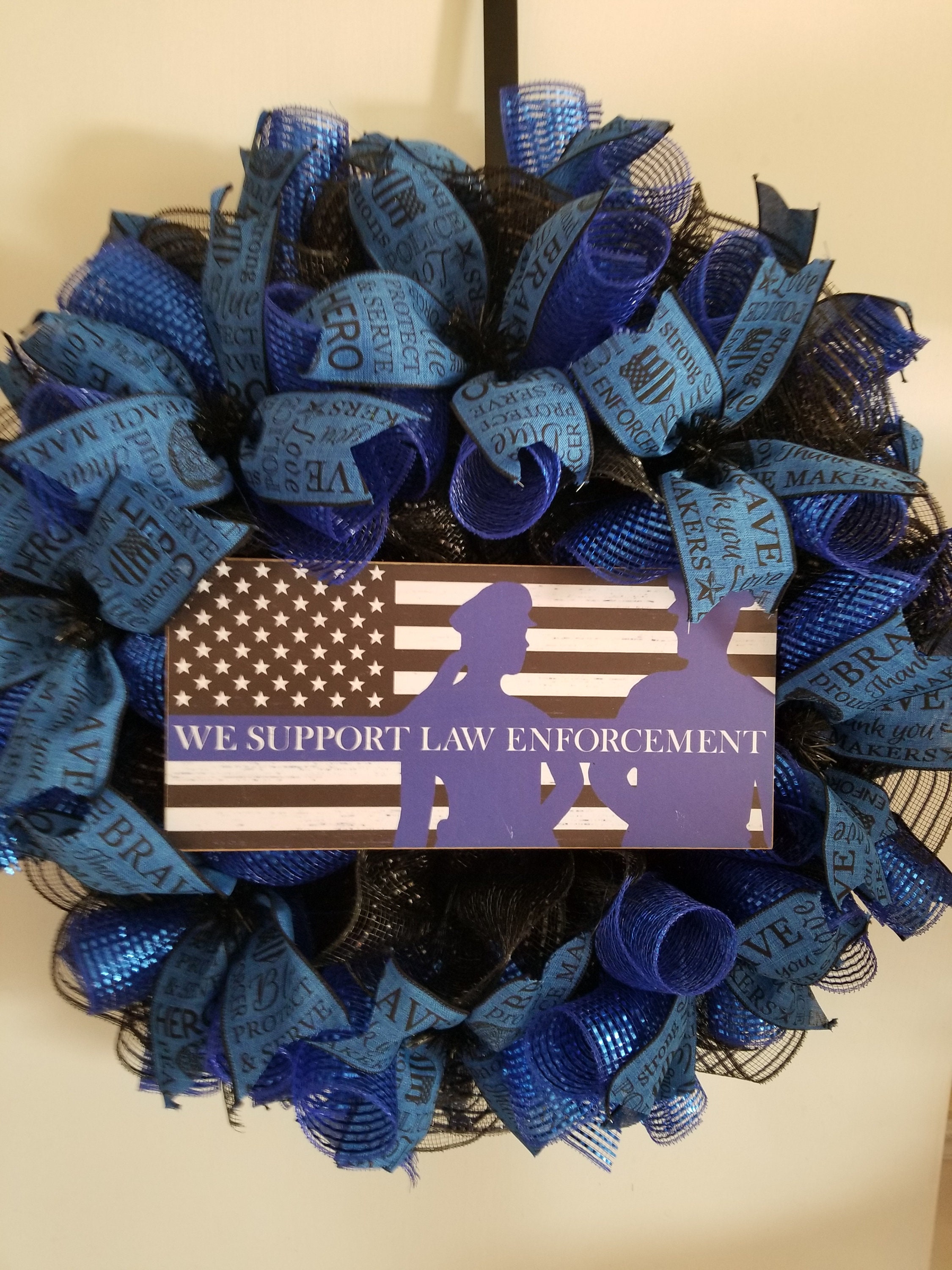 Law enforcement door wreathPolice support wreath Police Thin | Etsy