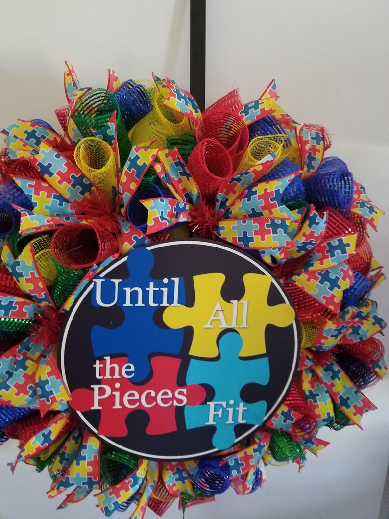 Autism Awareness Wreath Front Door Wreath Deco Mesh Wreath - Etsy