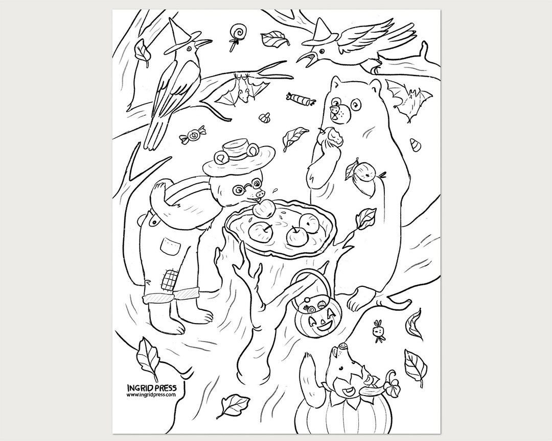 Halloween Tree Coloring Page Download Printable Coloring Sheet Kids ...