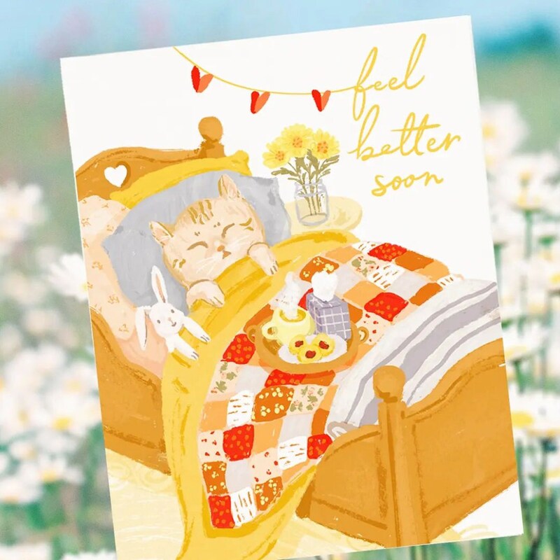 Cat Get Well Card - Etsy