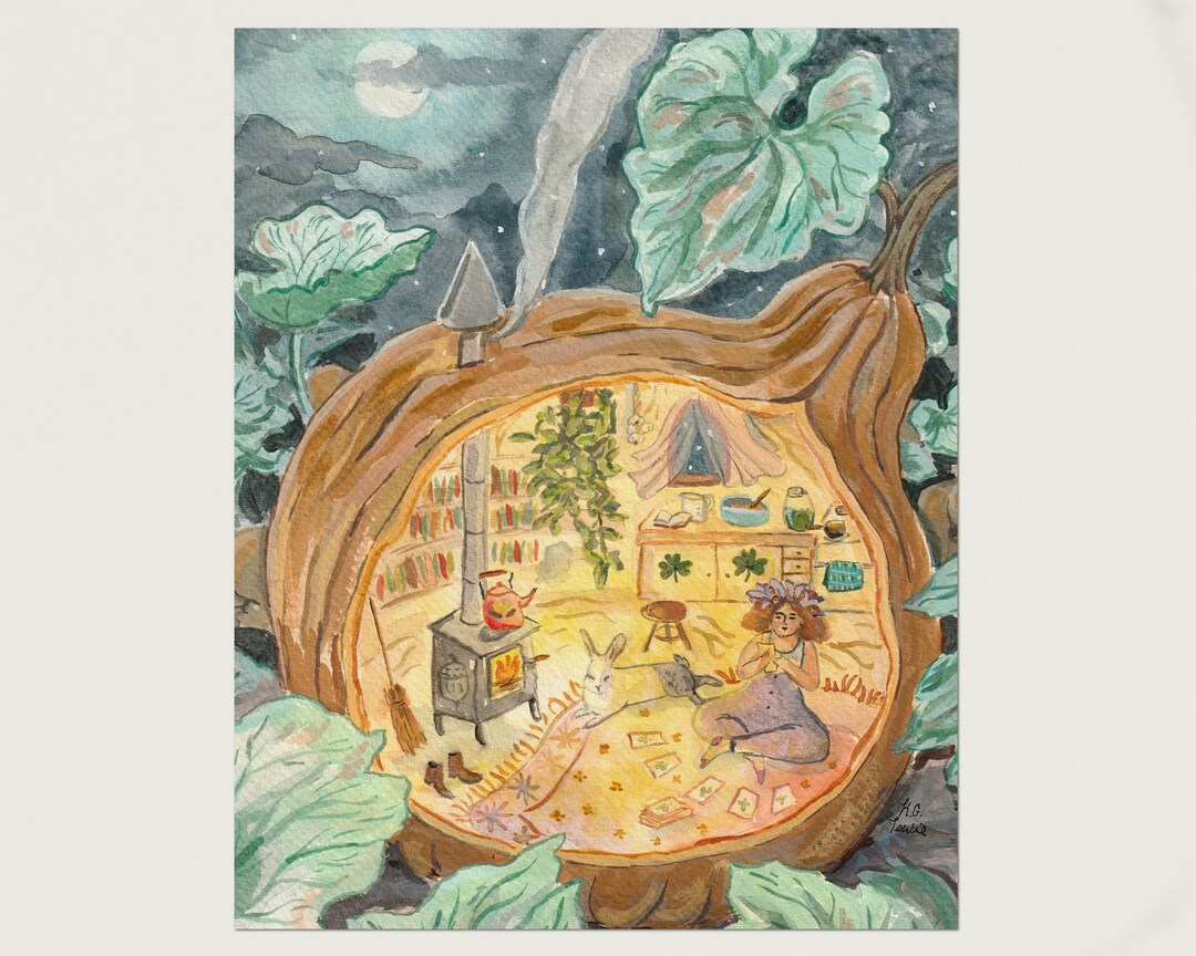 Cozy Home Print on Paper 8x10 - House Warming Gift Garden, Watercolor ...