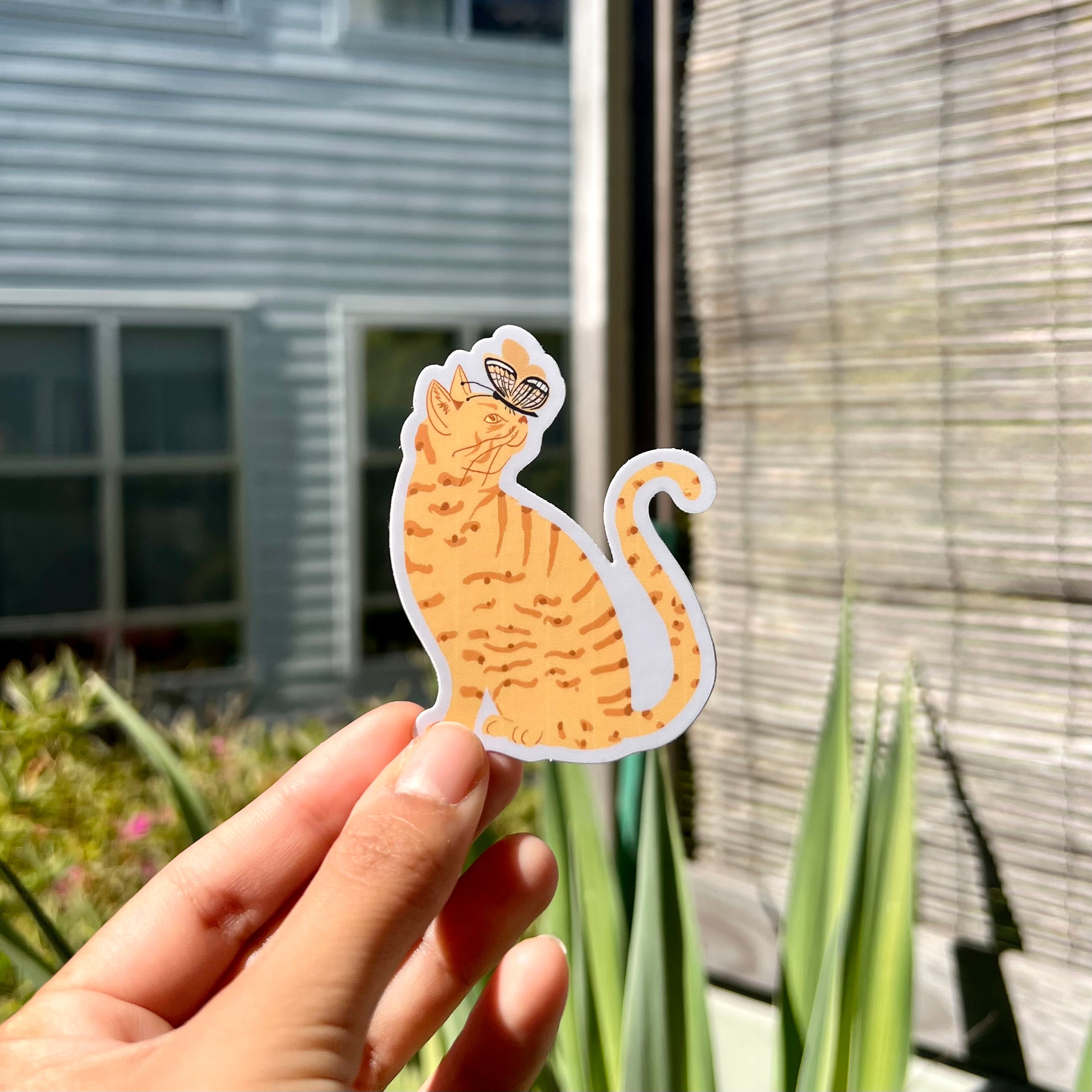 Tabby Cat Vinyl Sticker Hand Drawn, Gift for Cat Lovers, Cat Moms and ...