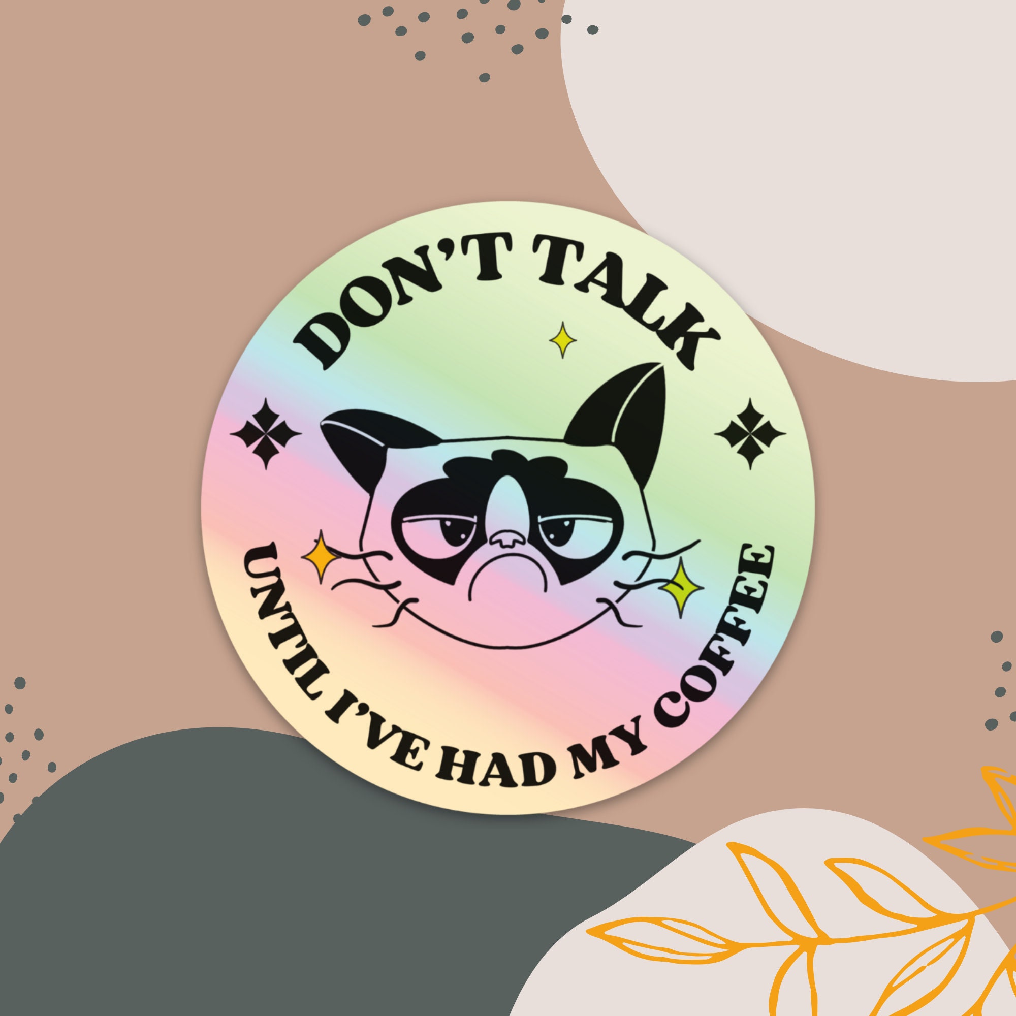 Grumpy Cat Holographic Sticker Set Coffee, Tolerance, Permanently ...