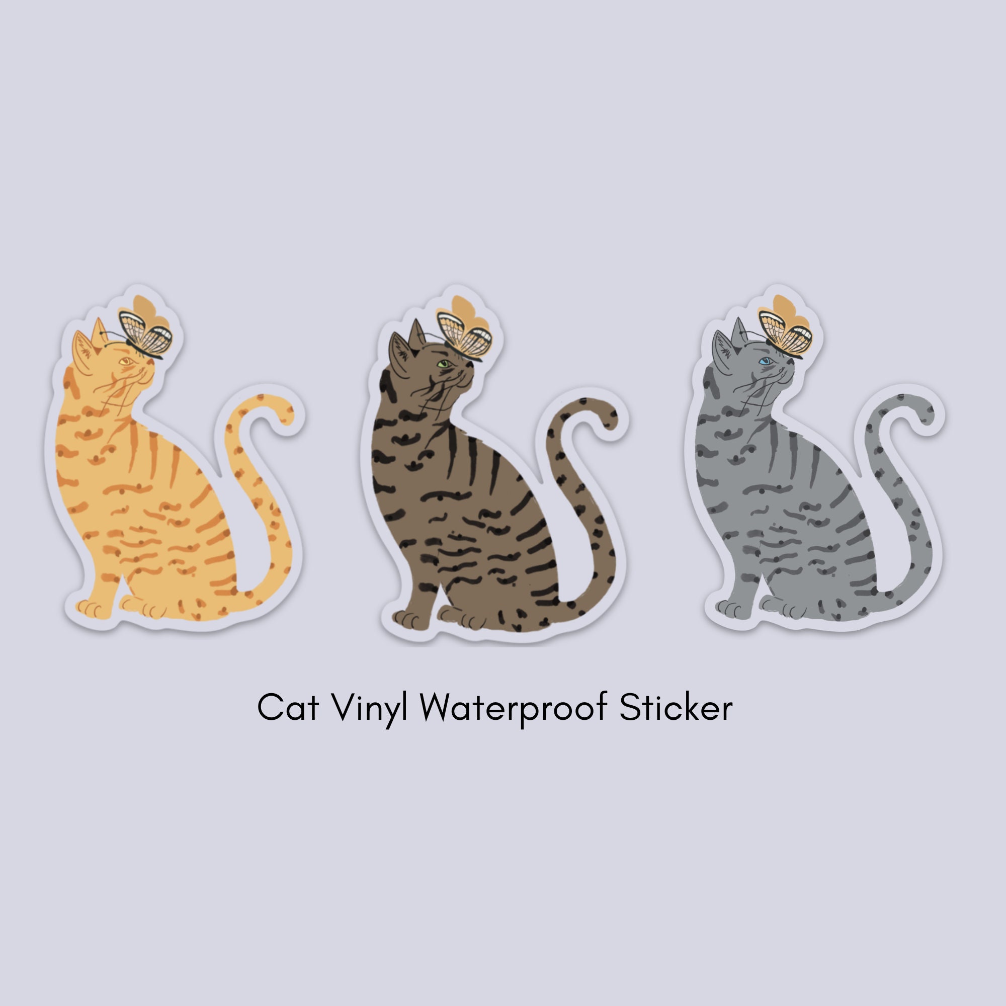 Tabby Cat Vinyl Sticker Hand Drawn, Gift for Cat Lovers, Cat Moms and ...