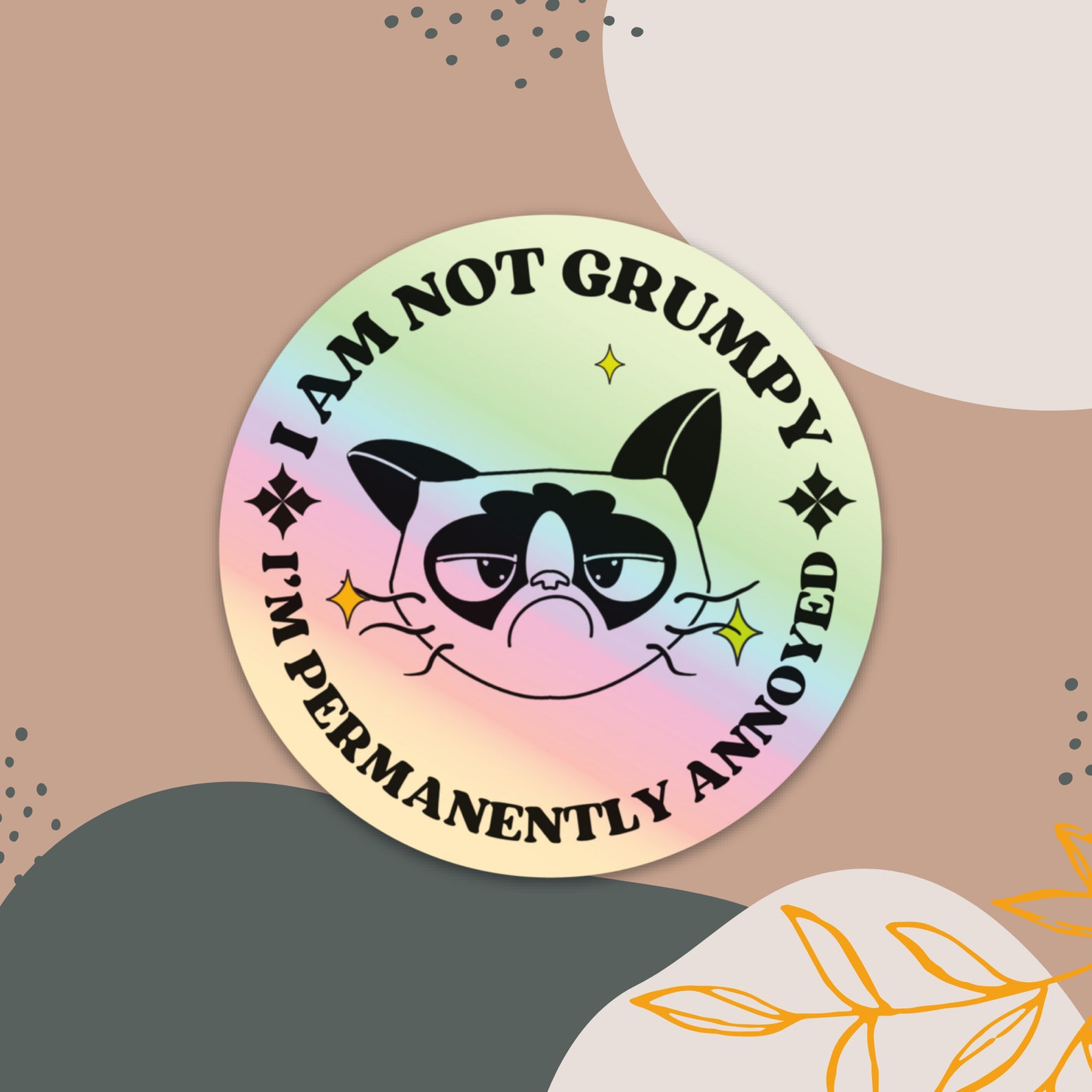 Grumpy Cat Holographic Sticker Set - Coffee, Tolerance, Permanently ...